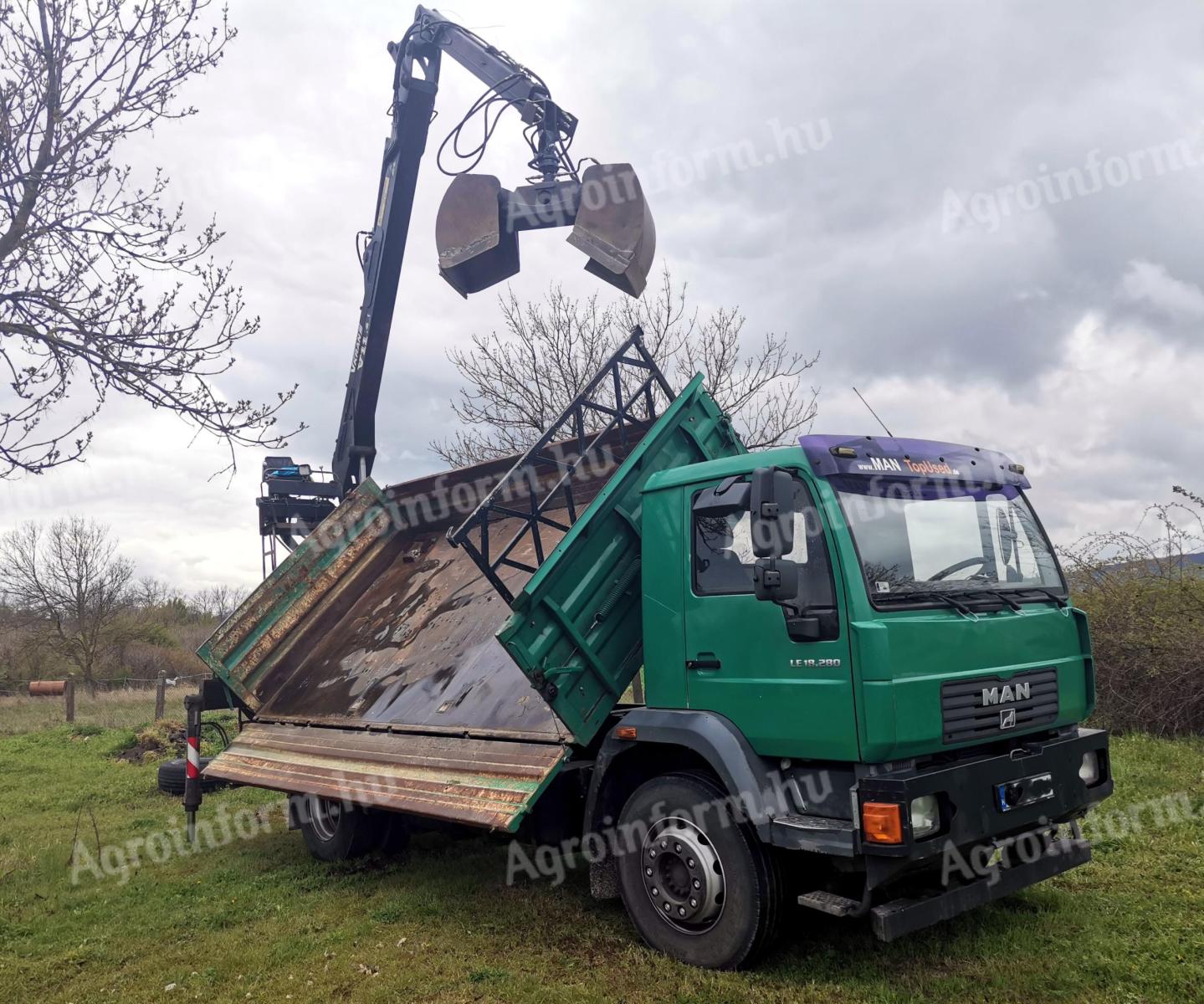 Darus billencs MAN LE18.280 + V-Krane V11 "erdészeti" daru - Baranya vármegye 7600 Pécs ...