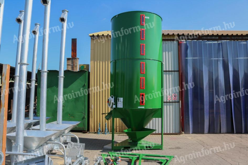 M-ROL függőleges takarmánykeverő, 50 mázsás csigás garattal big baggel ...