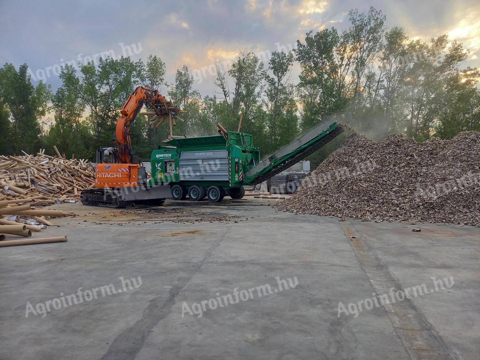 Komptech Crambo 6000 bérelhető fa, gally, tuskó, hulladékfa ...