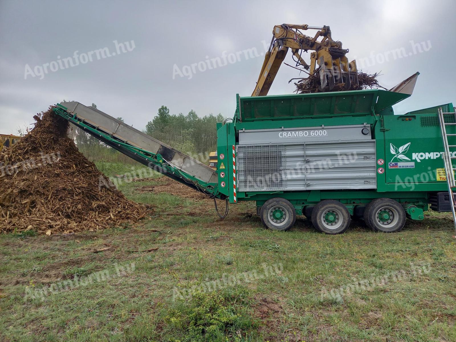 Komptech Crambo 6000 bérelhető fa, gally, tuskó, hulladékfa ...