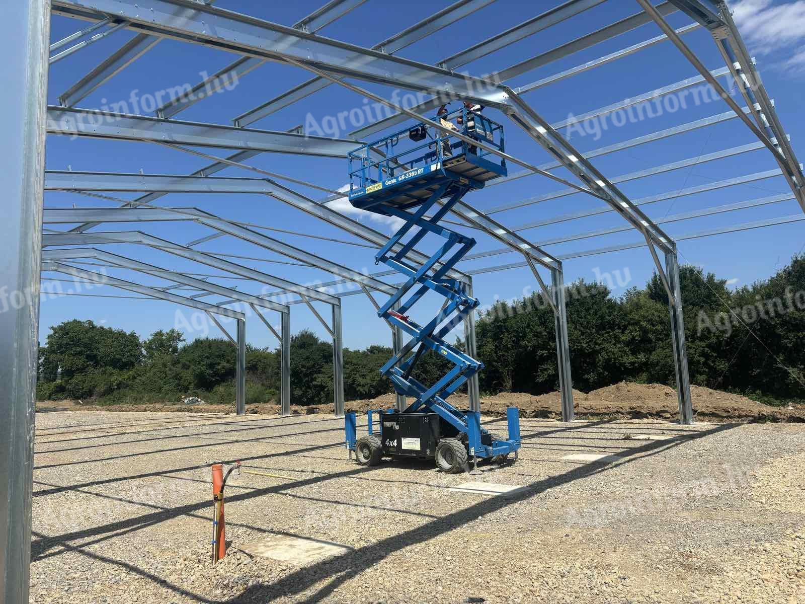 20x40x5 m csarnok, csarnokváz szerkezet, gépszín, műhely, raktár tervezés, gyártás és ...