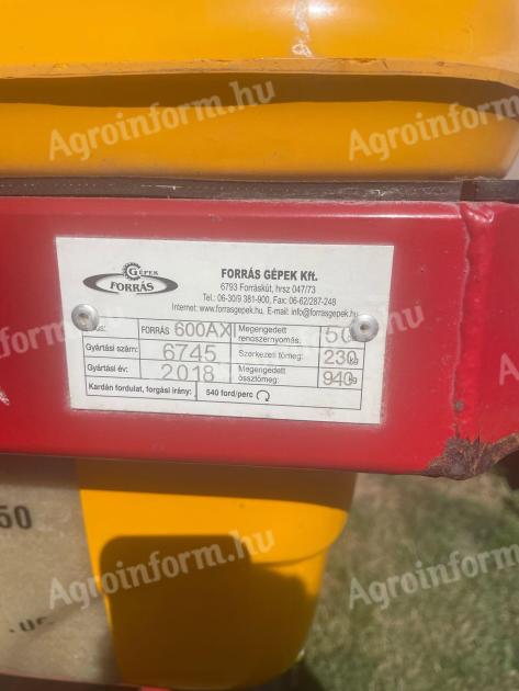 Forrás 600 Axi függesztett axiálventoros permetezőgép - Heves vármegye ...