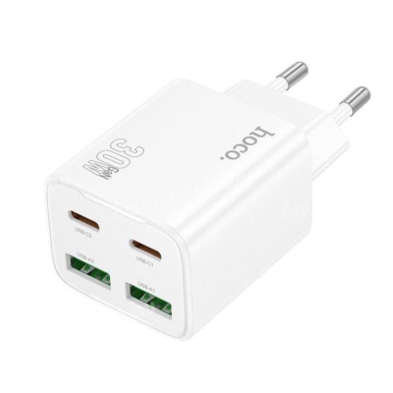 Telefon töltő hálozati 4 portos (USB - TYPE-C) 20W fehér N56 - 1239 ...